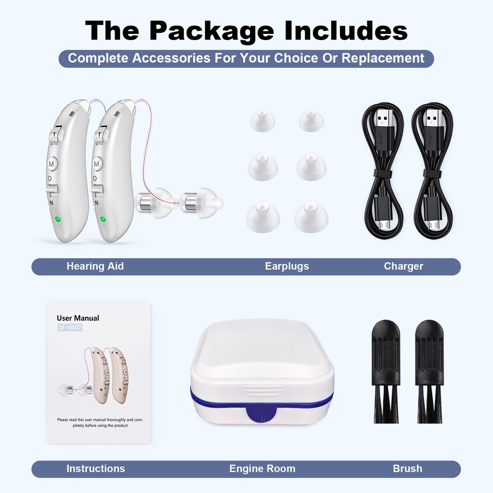 Rechargeable Volume Adjustable BTE A Pair Of Hearing Aids Invisible For ...