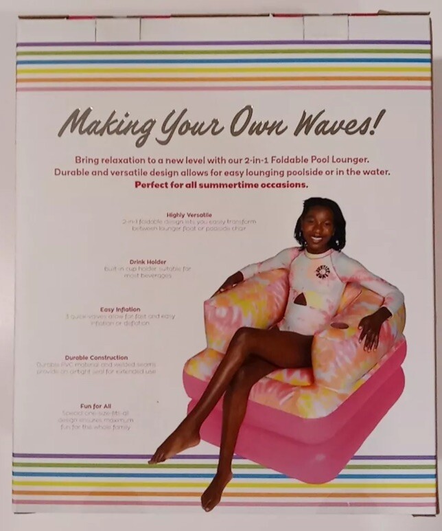 NEW Justice Pink Floral 2-in-1 Foldable Pool Lounger Float & Poolside ...