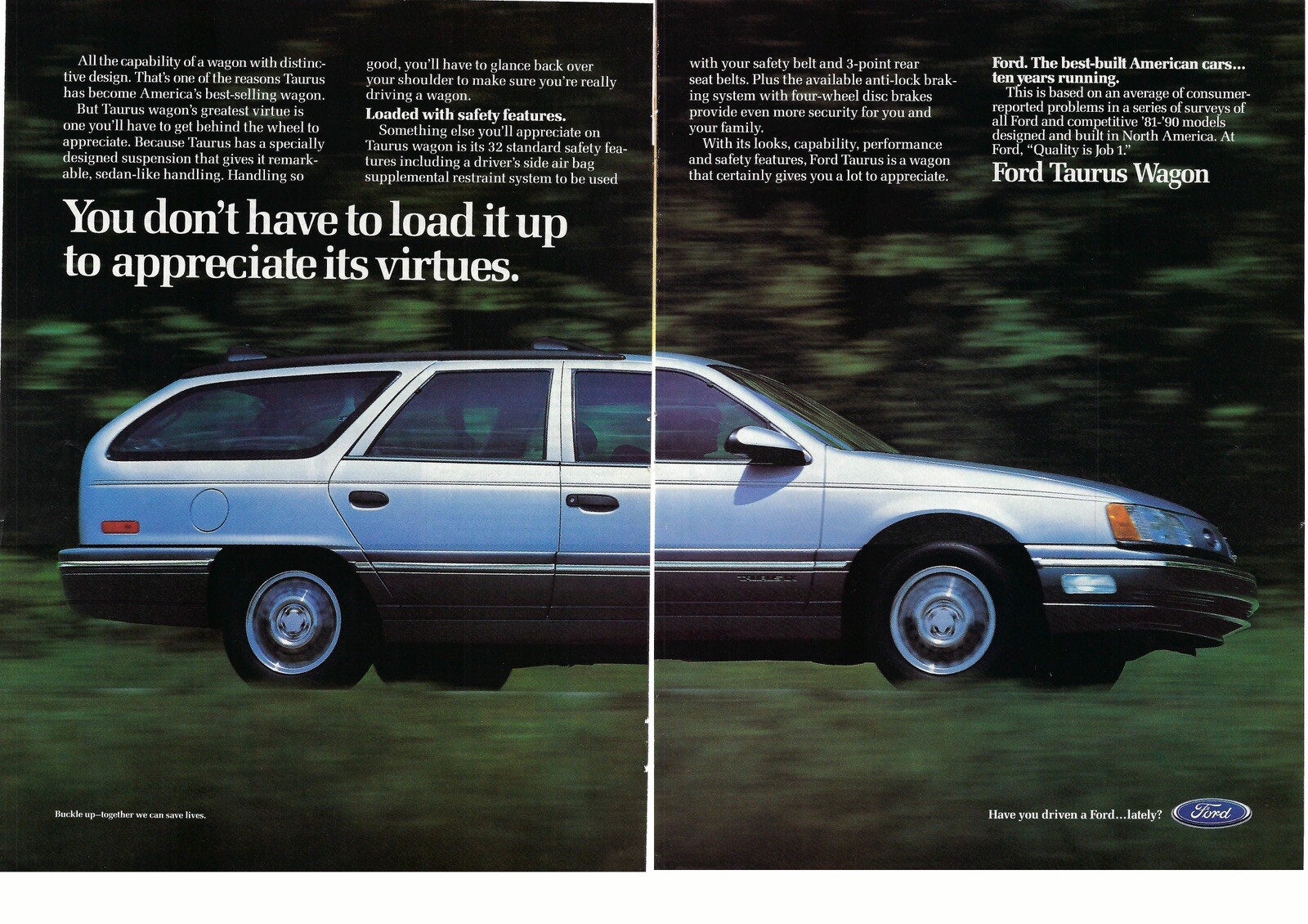 1991 Ford Taurus Wagon Best Built American Cars Vintage Magazine Print ...