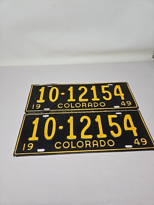 1949 Colorado License Plate Plates PAIR / SET # 10-12154 XL 14" | eBay