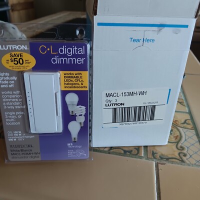 3 Lutron Maestro C-L Digital Dimmer Light Switch Model: MACL-153MH-WH ...