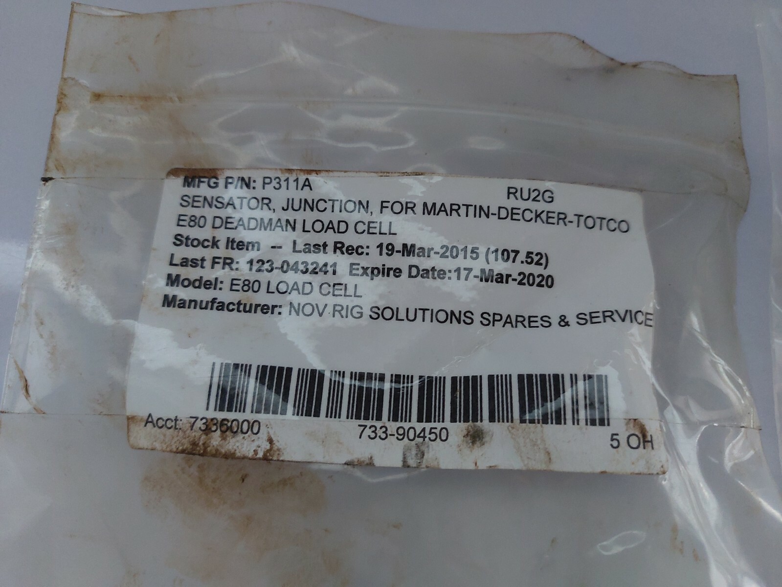 NOV P311A Sensator Junction For Martin-Decker Totco E80 Deadman Load ...