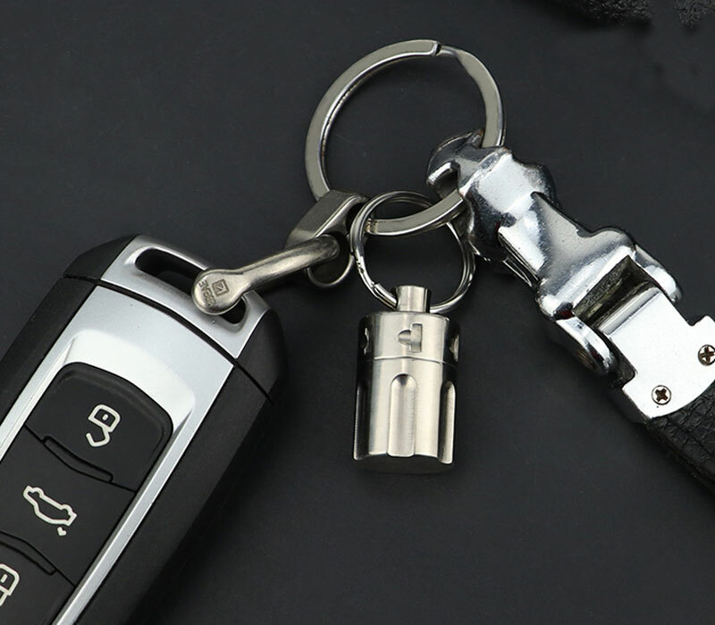 TC4 Titanium Waterproof Pill Container Revolver Cylinder Keychain ...