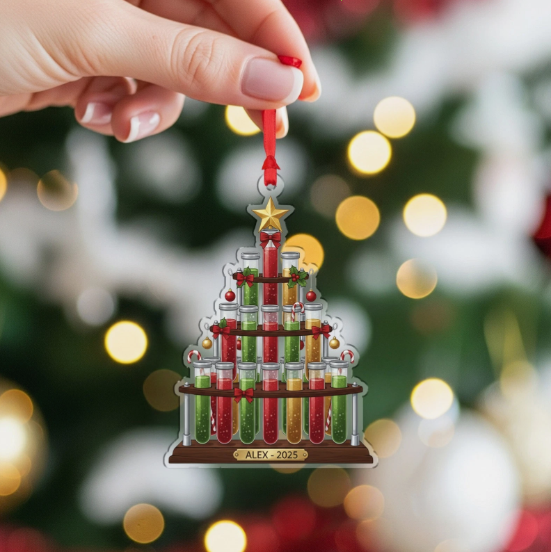Personalized Test Tube Christmas Tree Ornament Scientist Chemist Custom ...