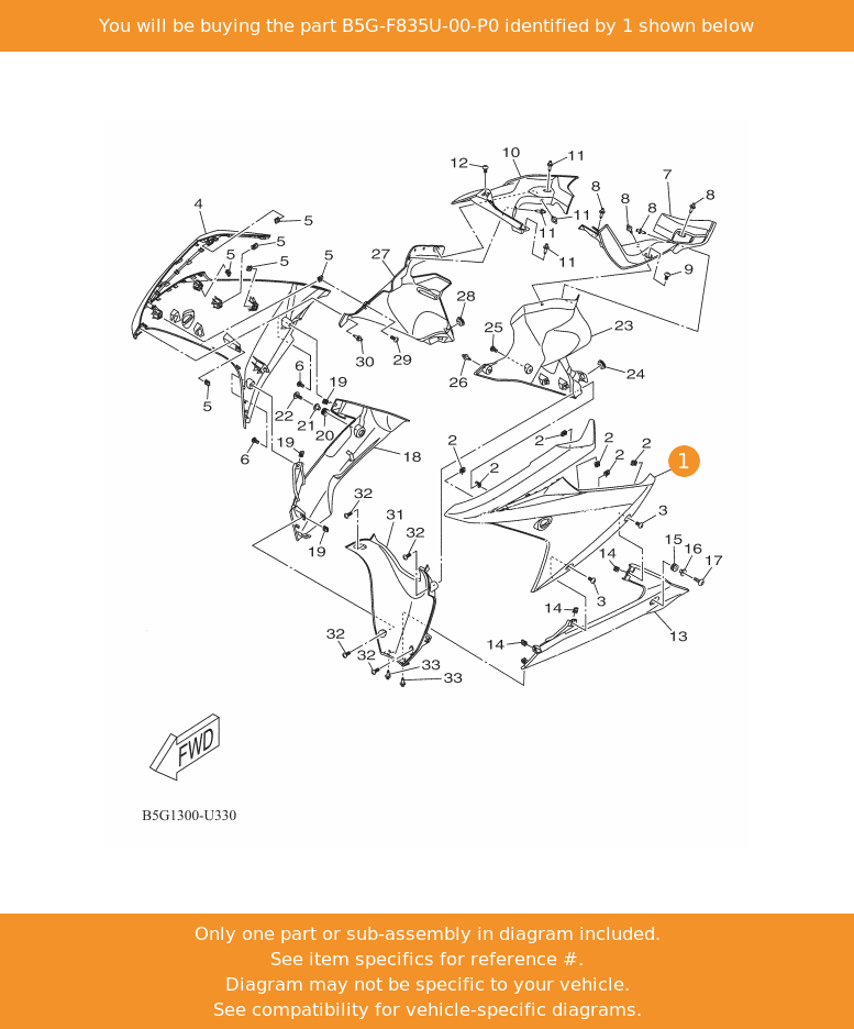 YAMAHA Panel 1, B5G-F835U-00-P0 OEM YZF125 | eBay