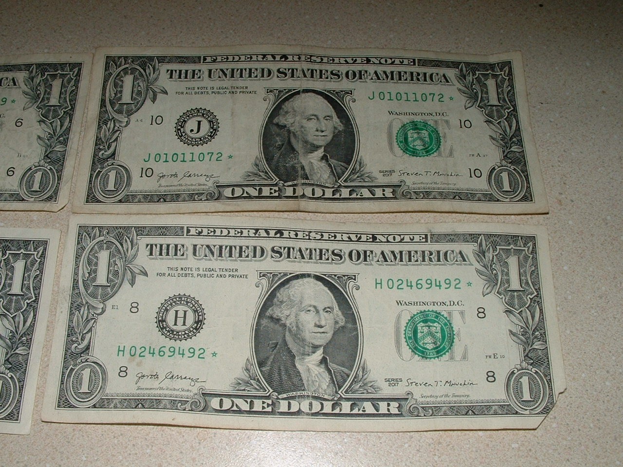 2017 $1 DOLLAR STAR NOTE LOT OF 4 VARIOUS MINTS, CONDITION,MONEY ...