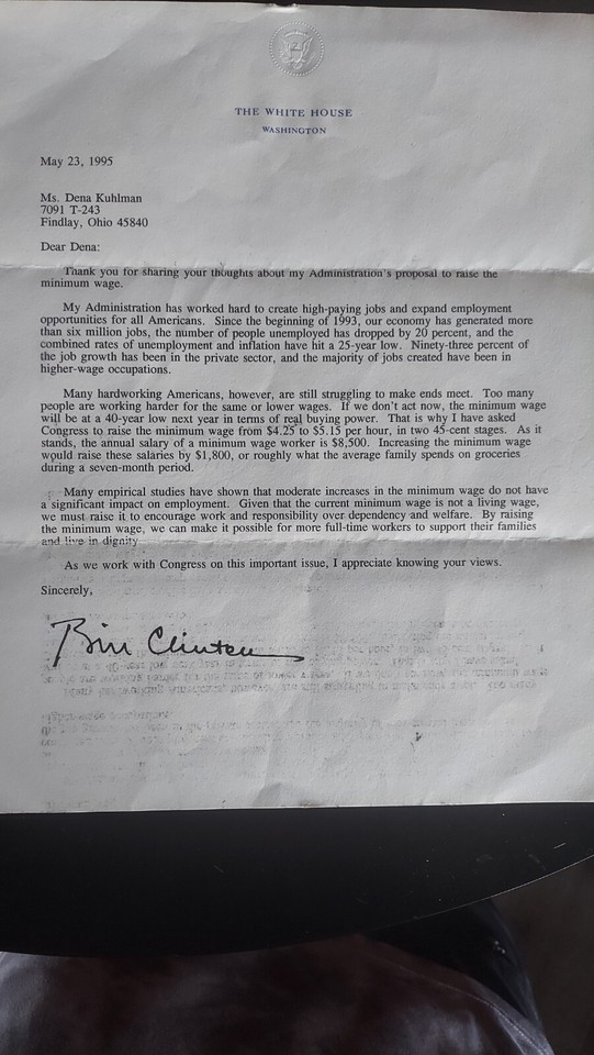 Bill Clinton signed typed White House letter | eBay