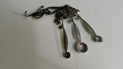 Silver Tone Decorative Measuring Spoons Pinch Dash Smidgen w/ Hanger 3. ...