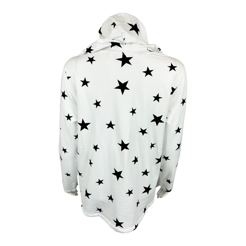 Quacker Factory Women's French Terry Star Bright Hoodie Top White 1X ...
