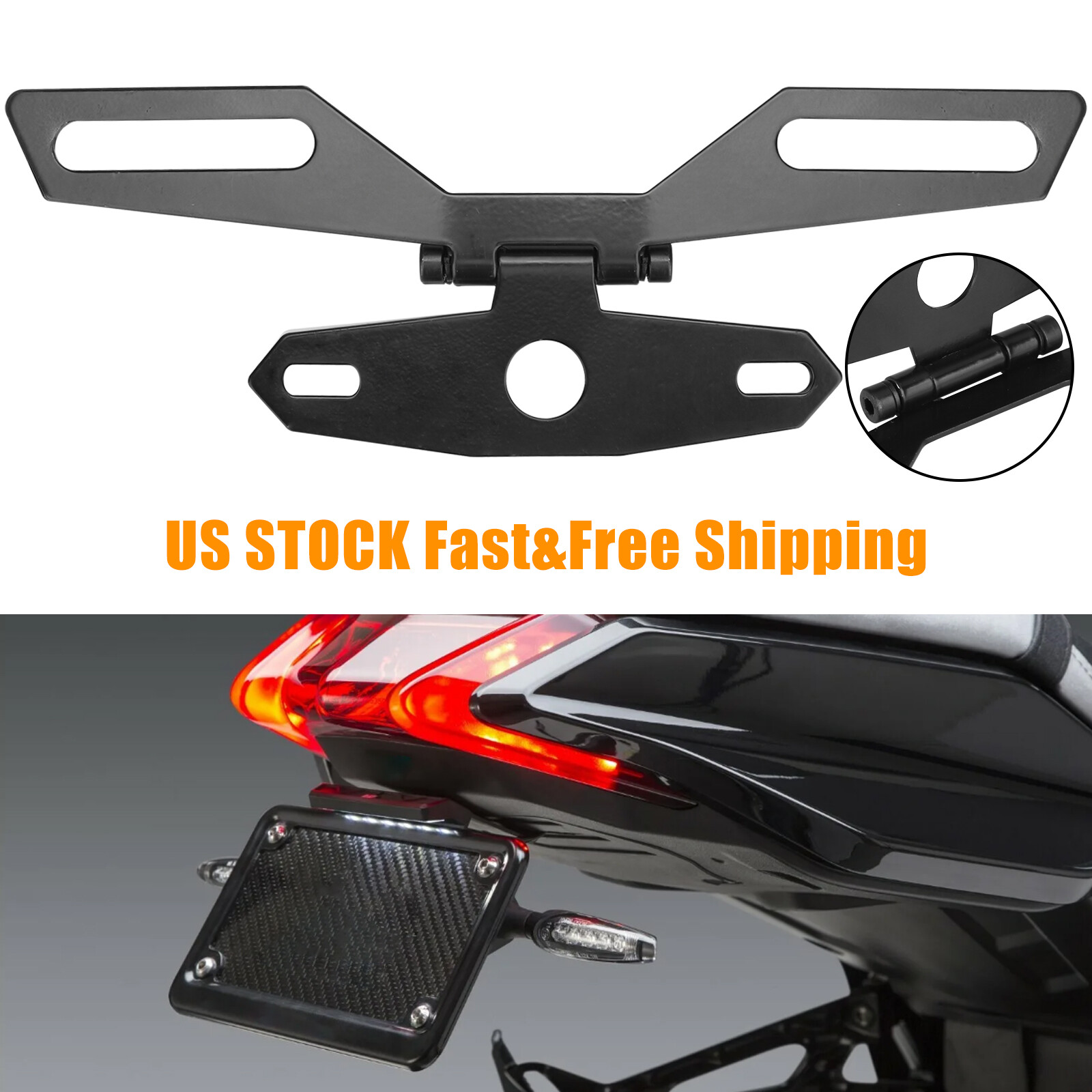 Universal Motorcycle Folding License Plate Bracket Tail Rear Light ...