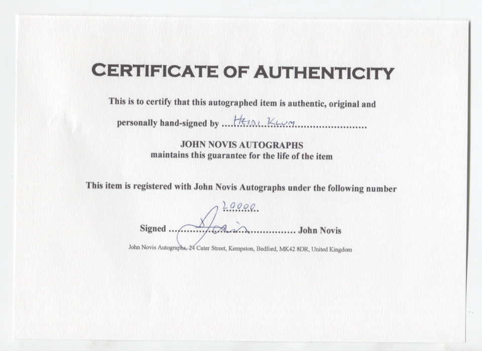 Heidi Klum Model Autographed 8"x10" Photo w/COA WWE11-156 | eBay