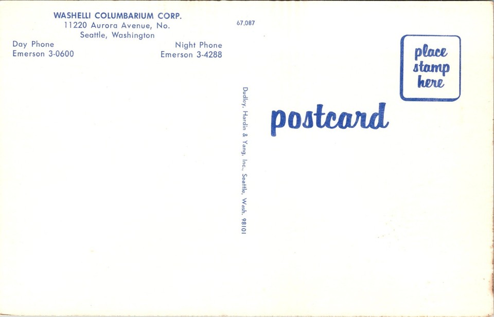 Washelli Mausoleum Columbarium, Seattle WA, Chrome, Unposted | eBay