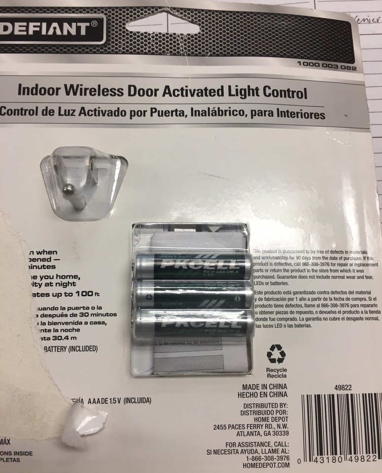 DEFIANT INDOOR WIRELESS Door Activated Light Control | eBay