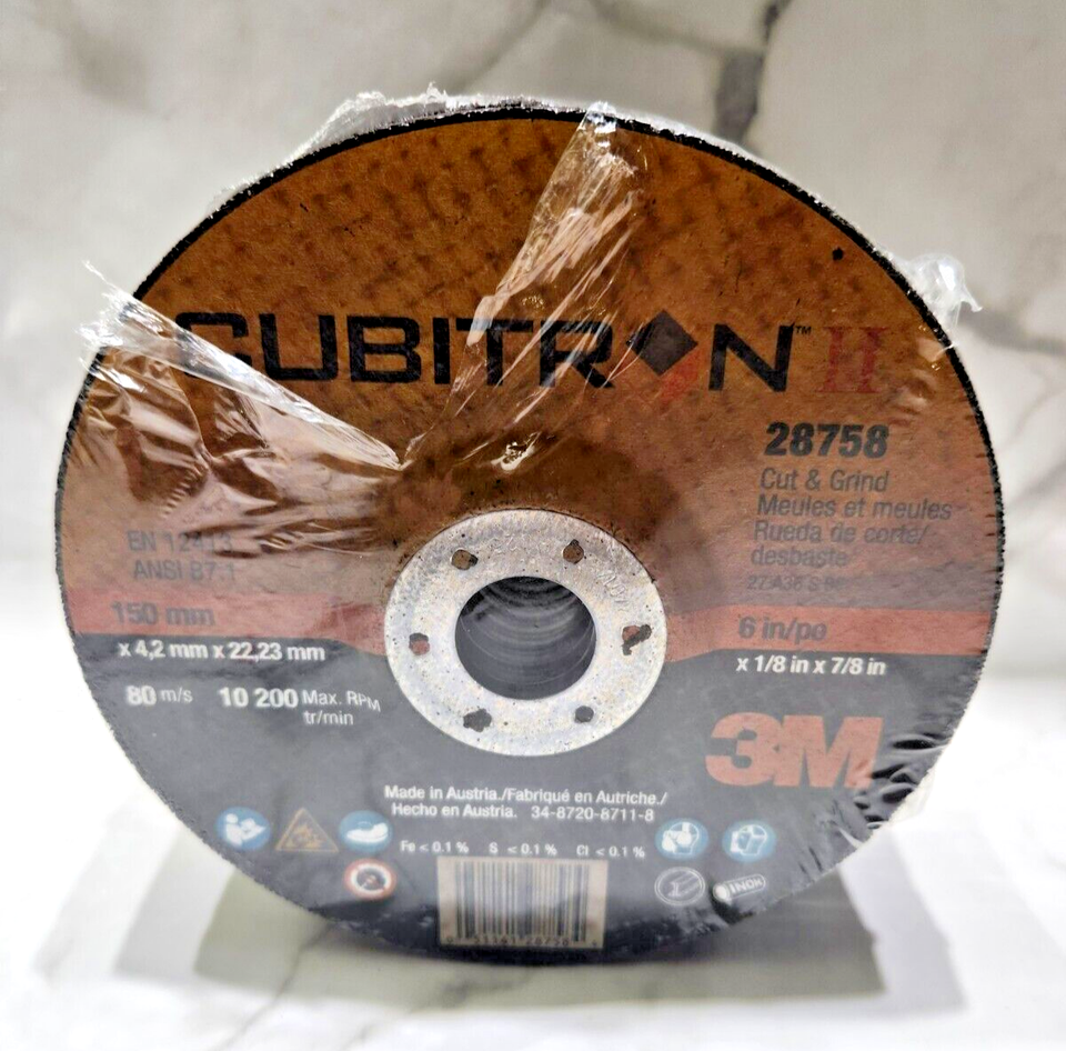 10 Pack 3M Cubitron II Cut & Grind Wheel 28758 Type 27 6 Inch x 1/8 in ...