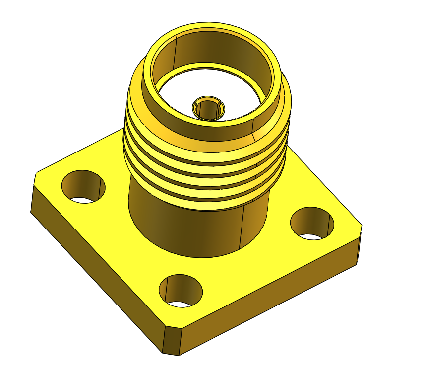 SMA female RF connector, air line through-wall connector Brass (gold ...