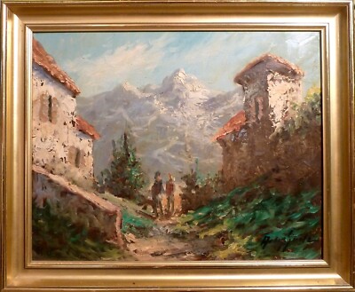 ARLING GADE! SOUTH EUROPEAN MOUNTAIN LANDSCAPE WITH FIGURES | eBay