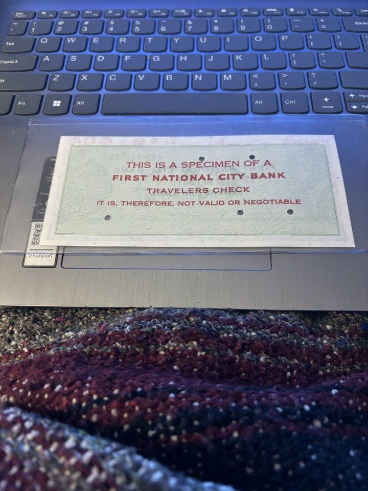 🇺🇸 US First National City Bank 20 dollars Travelers Cheque SPECIMEN | eBay