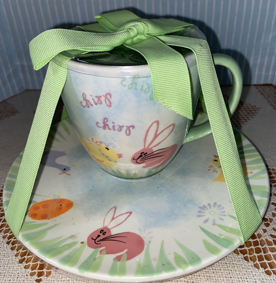 Starbucks Coffee Company Easter Mug & Saucer Bunny Duck Quack Chirp ...