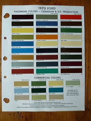 1970 Ford Passenger and Commercial paint chip color guide | eBay
