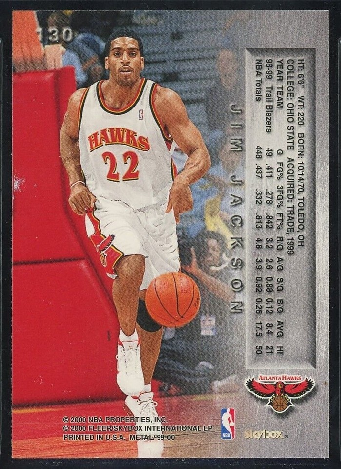 1999-00 Skybox Metal Jim Jackson Atlanta Hawks #130 | eBay