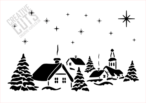 Christmas Town Snow Scene window stencil ---- Premium Mylar | eBay UK