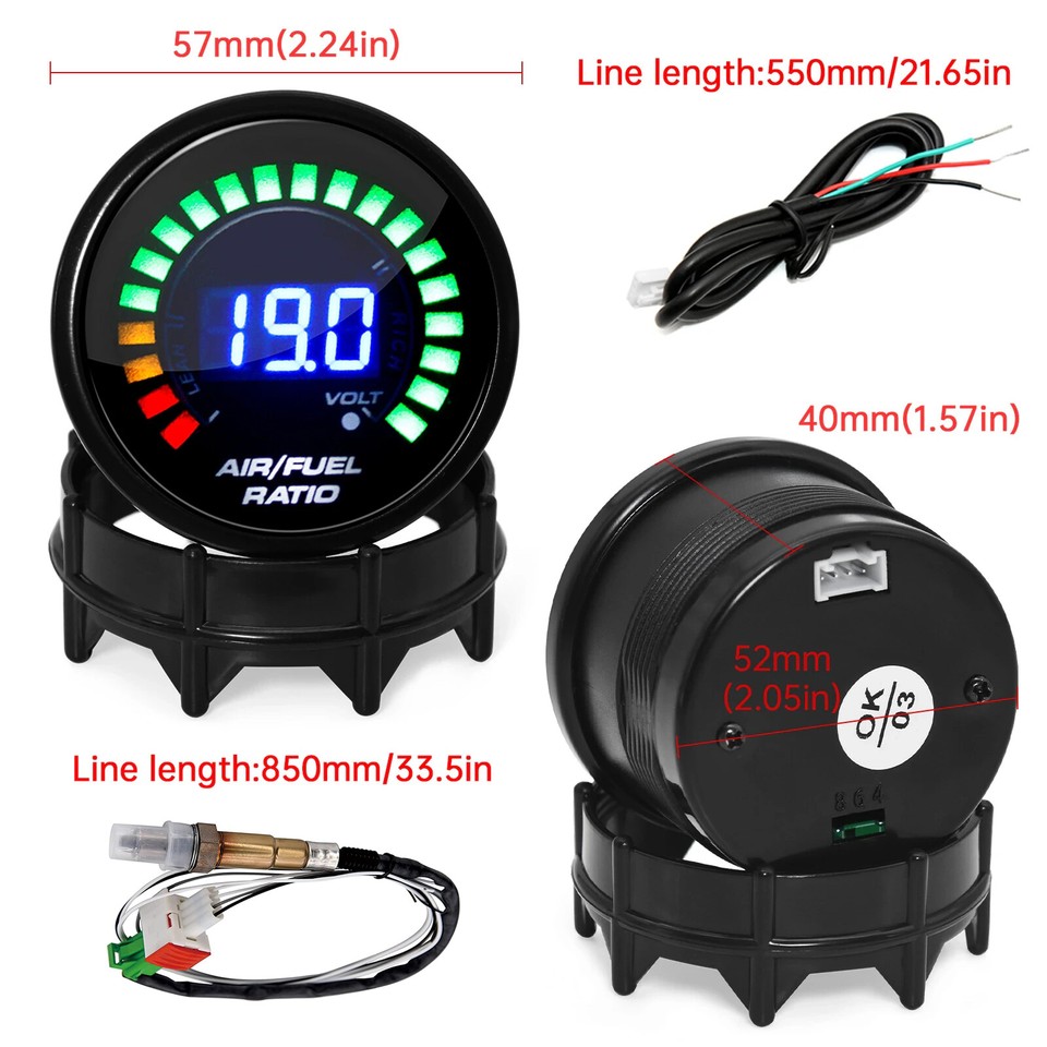 2" 52mm Air Fuel Ratio Gauge Digital Display With Narrowband Oxygen ...