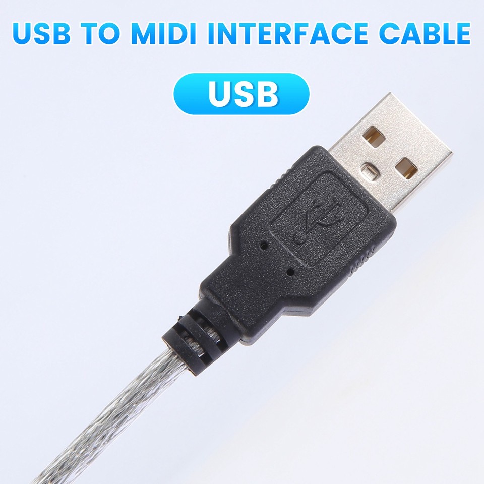 USB MIDI Cable Adapter, USB Type A Male to MIDI Din 5 Pin In-Out ...