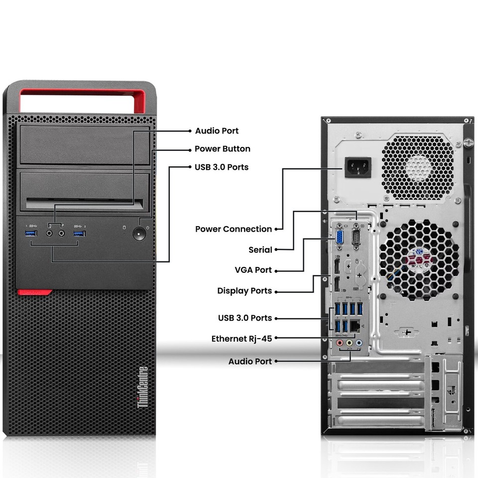 Lenovo Tower Desktop PC i5-6500 64GB 2TB SSD 2TB HDD Built-in Wi-Fi ...