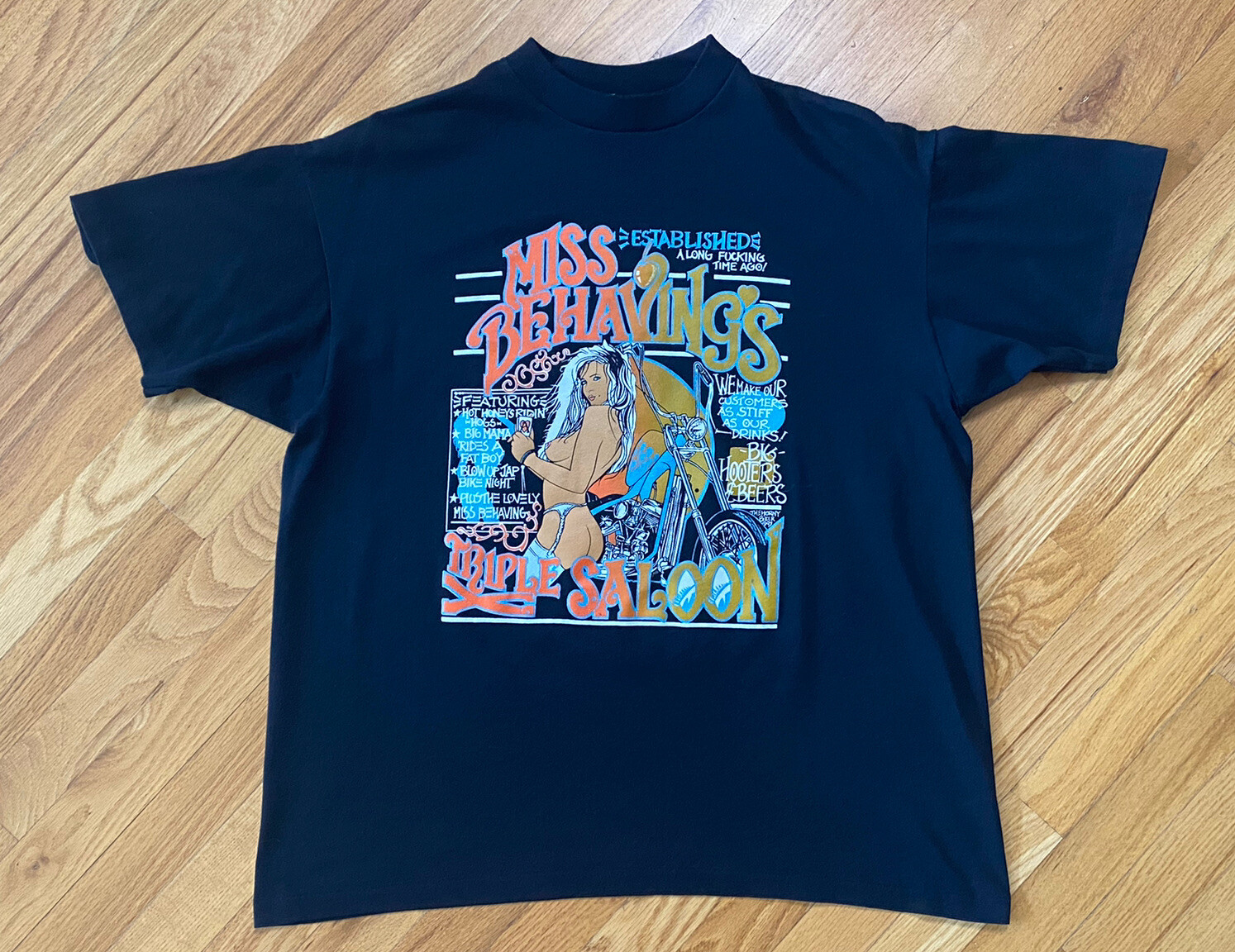 Vintage 1993 Miss Behaving's The Horney Biker T-Shirt… - Gem