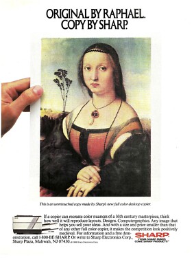 1986 Sharp Color Copier Copy Of Raphael Painting Of Woman Vintage Photo Print Ad | eBay