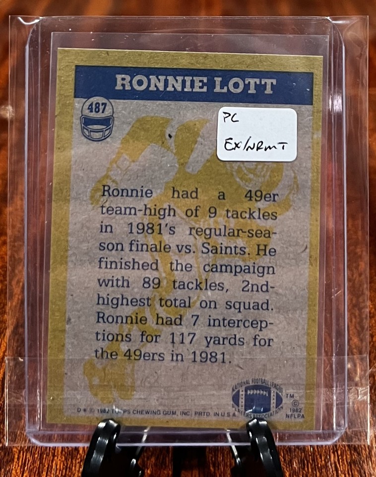 1982 Vintage Topps Rookie In Action RC #487 Ronnie Lott RC | eBay