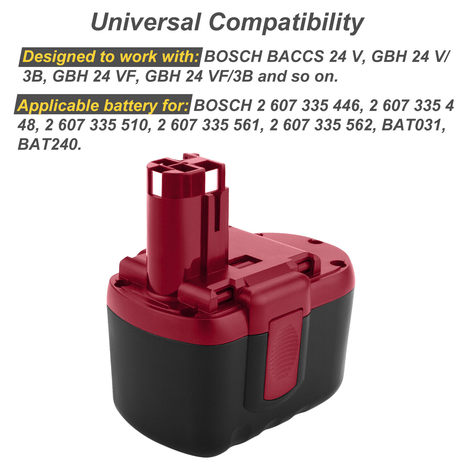 4.0Ah 24V Ni-MH Battery for Bosch PSB 24VE-2 GBH 24V BAT240 BAT299 ...