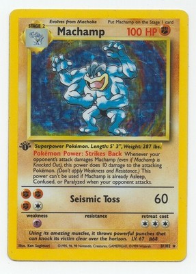 Machamp 8/102 Base Set Holo Rare 1st Edition 1999 WOTC Pokemon TCG EX ...