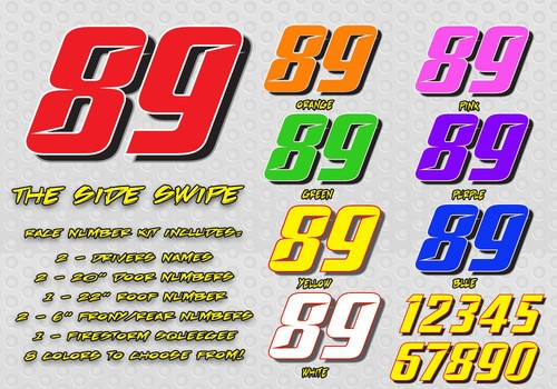 Race Car Numbers The Side Swipe Vinyl Decals Kit Package Street Stock ...