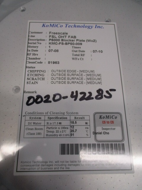 AMAT 0020-42285 P5000 Blocker Plate WxZ, 107003 | eBay