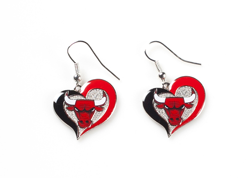 Chicago Bulls NBA Team Swirl Heart Earrings | eBay
