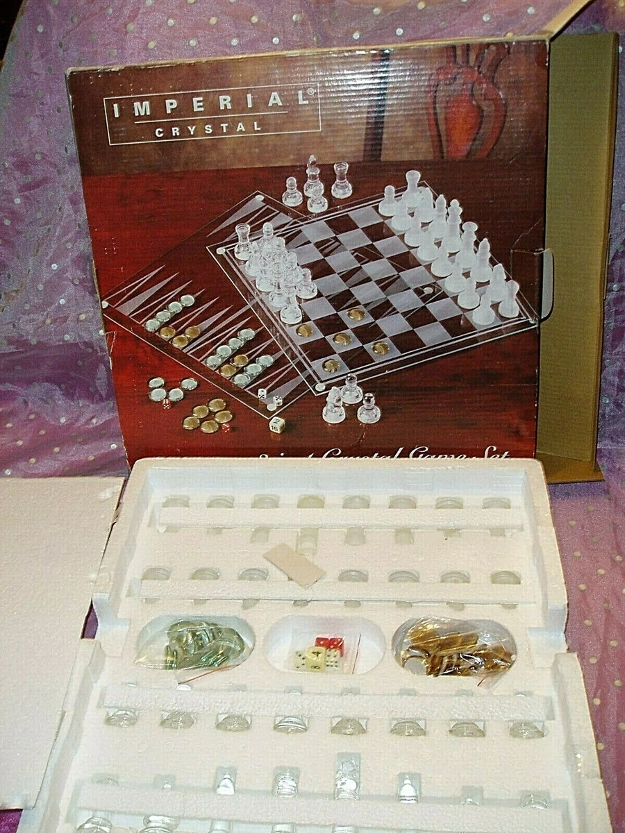 outlet online Imperial Crystal, 3 in 1 Crystal Board Game Set: Chess ...