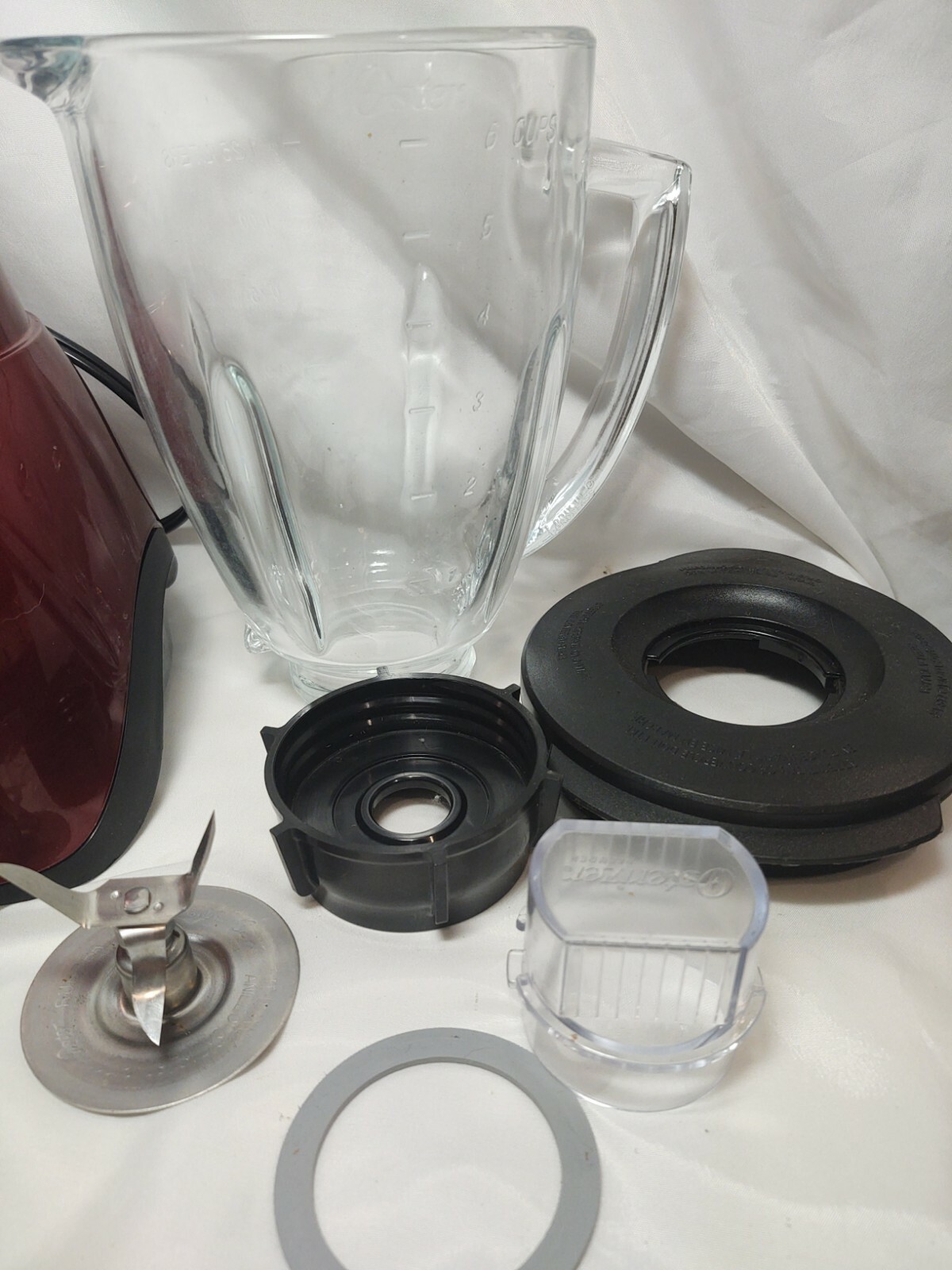 Red Oster 16 Speed Blender Glass Jar Plus Plastic Food Processor All ...