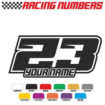 3x Custom Race Numbers Name Stickers Decals Vinyl Racing Dirt bike MX ...