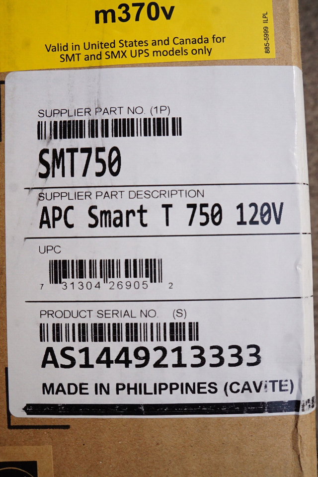 APC SMT750 Smart-UPS 6 Outlet Uninterruptable Power Supply Software ...