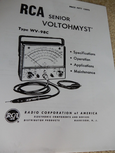 RCA VOLTMETER MODEL WV-98C OWNERS USER MANUAL COPY | eBay