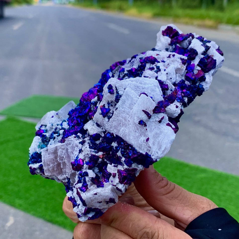 2.08LB Natural Colorful Bornite with calcite Raw Mineral crystal ...