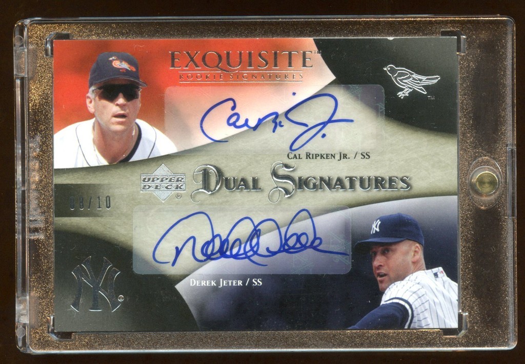 2007 EXQUISITE DEREK JETER / CAL RIPKEN JR #D 08/10 DUAL AUTOGRAPH HOF ...
