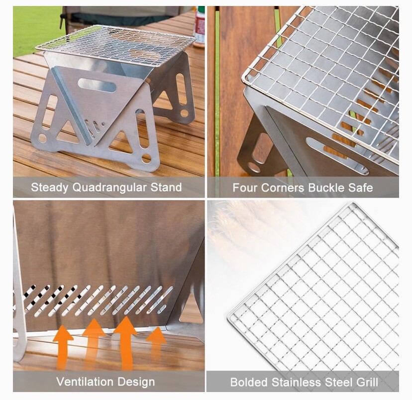 QTY-2! Stainless Steel Portable Notebook Charcoal BBQ Grill Instant ...