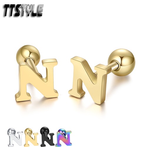 TTStyle Surgical Steel Initial Letter N Ear Cartilage Tragus Earrings ...