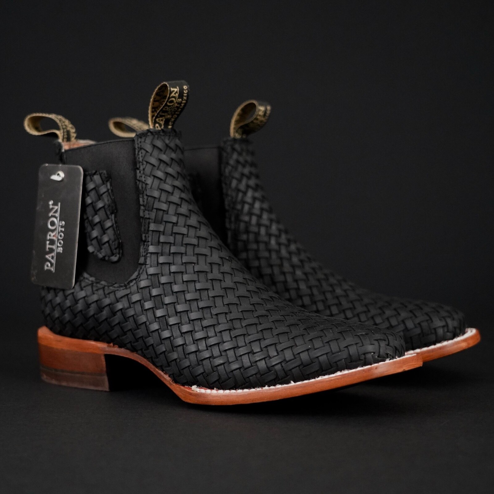 MEN'S PATRON BOTIN WESTERN HALF ANKLE BOOT PETATILLO BLACK SQUARE TOE ...