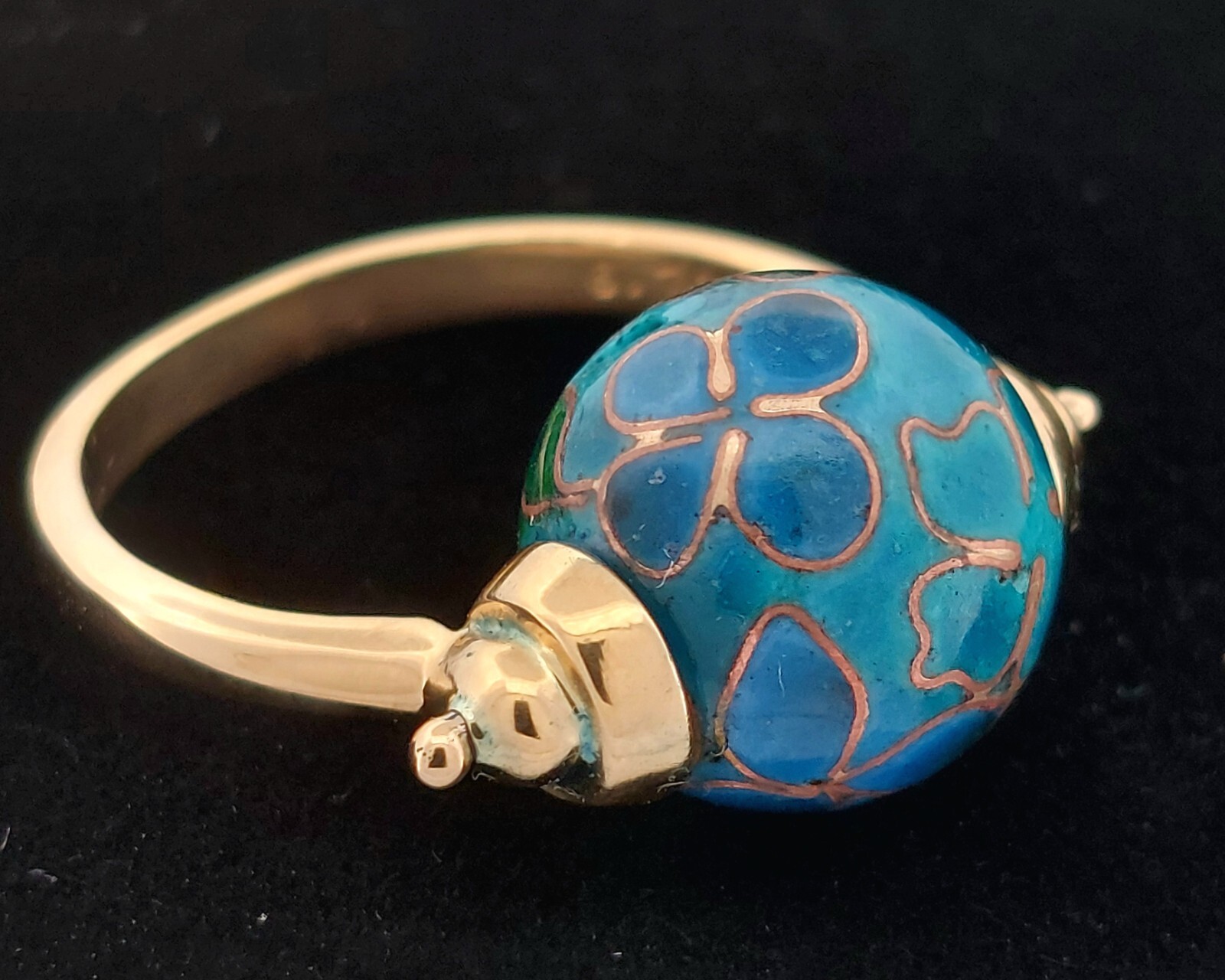 Vintage 18k Yellow Gold Enamel Ball Designer Asian St… - Gem