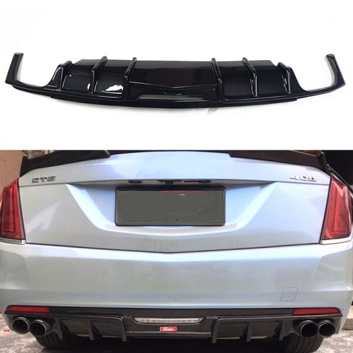 For Cadillac CT6 2016-2020 2017 Black Carbon Fiber Look Rear Bumper ...