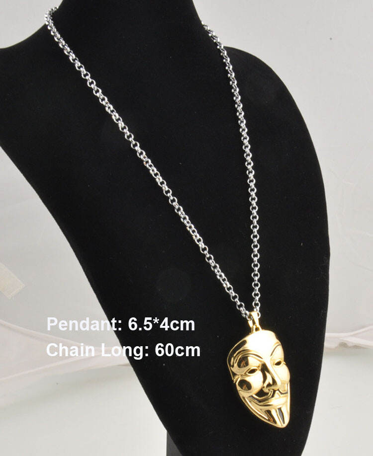 5 Tones V Vendetta Anonymous Hacker Mask Pendant Necklace Key Chain ...