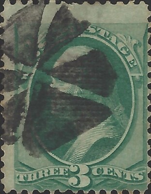 US Scott #136 Used Fine 3 Cent H Grill 1870 Green George Washington ...